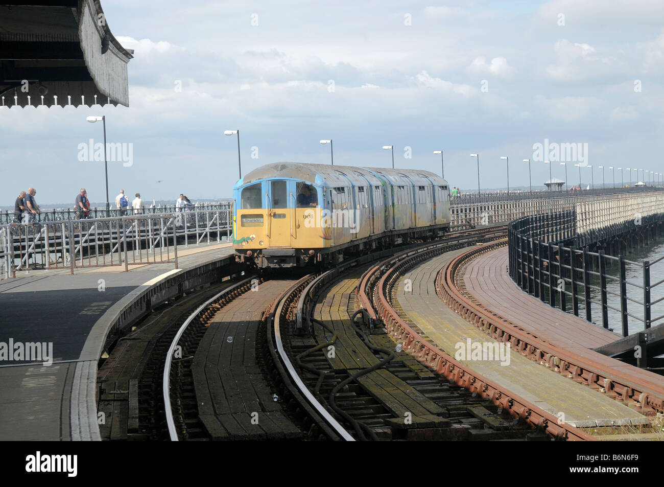 Train approaching the platform at Ryde Isle of Wight this is an old ...