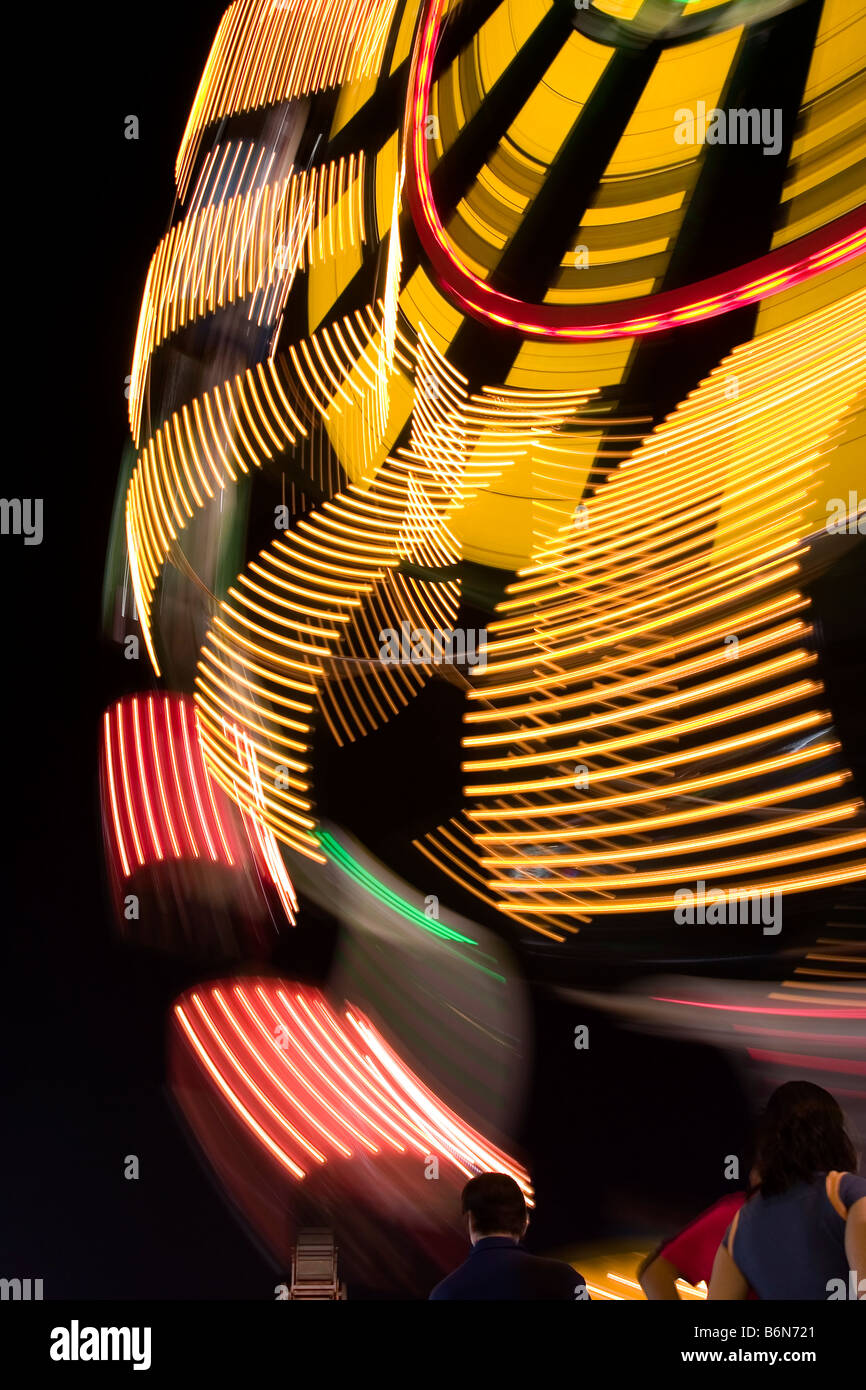 Spinning Lighted Ferris Wheel, Nigh, North Georgia State Fair Stock ...