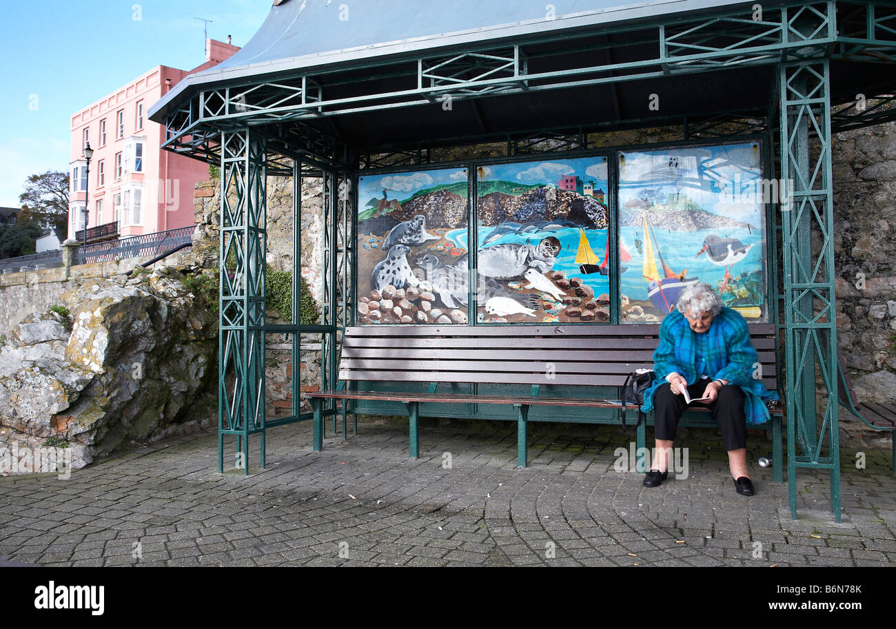 Old lady sat on bench hi-res stock photography and images - Alamy