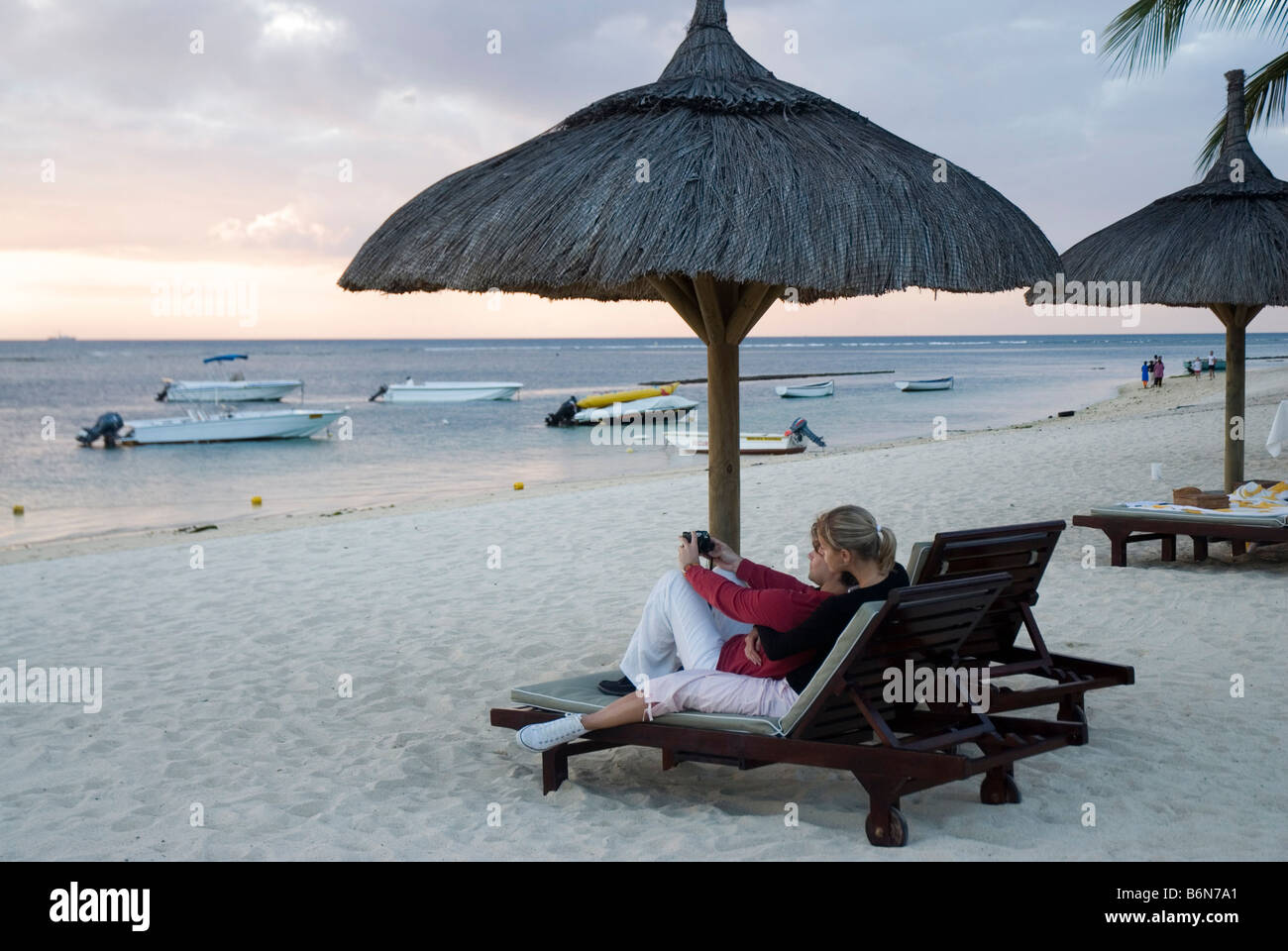 Beach of Hotel The Oberoi in Balaclava area MAURITIUS ISLAND Stock ...