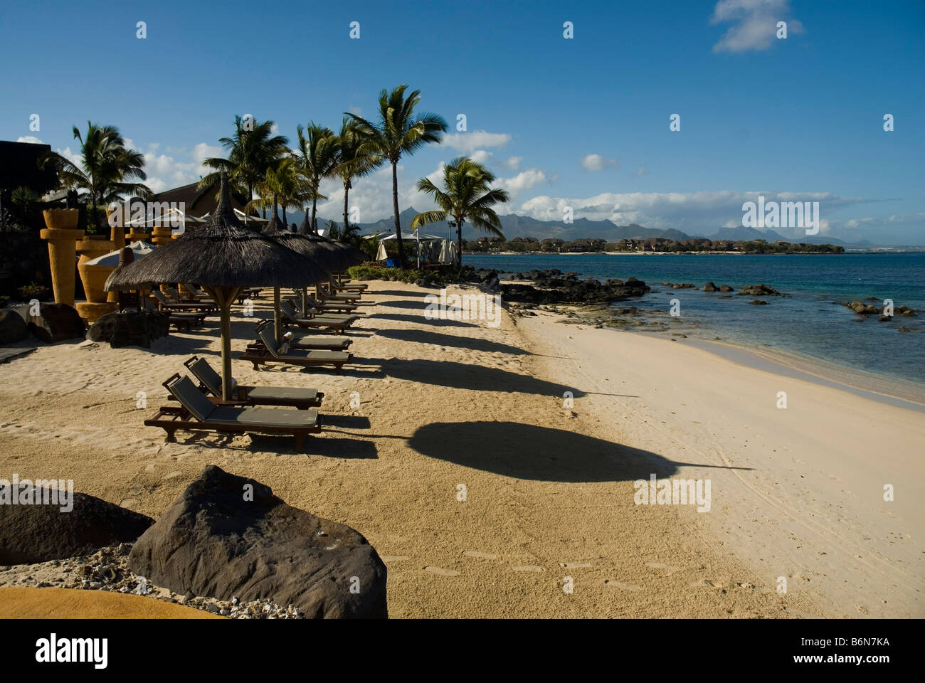 Beach of Hotel The Oberoi in Balaclava area MAURITIUS ISLAND Stock ...