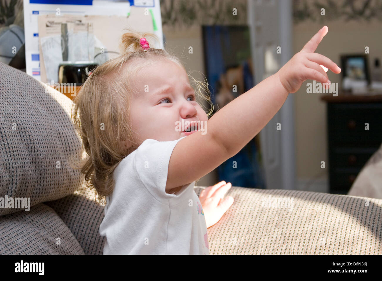 1 to 2 year old toddler girl upset and crying having tantrum Stock ...