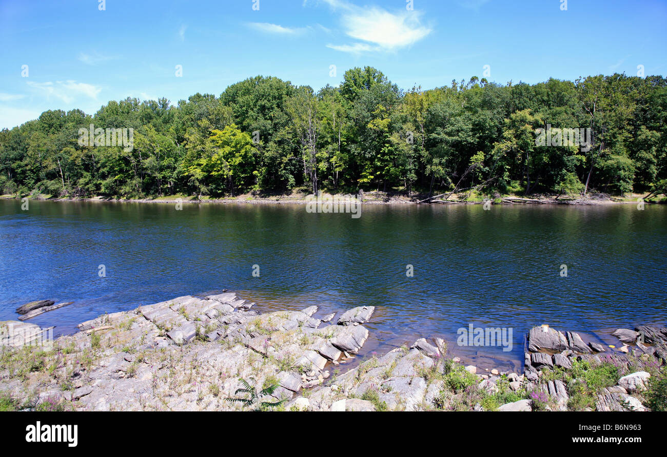 Fishing on the banks of the Delaware River on the Pennsylvania shore ...