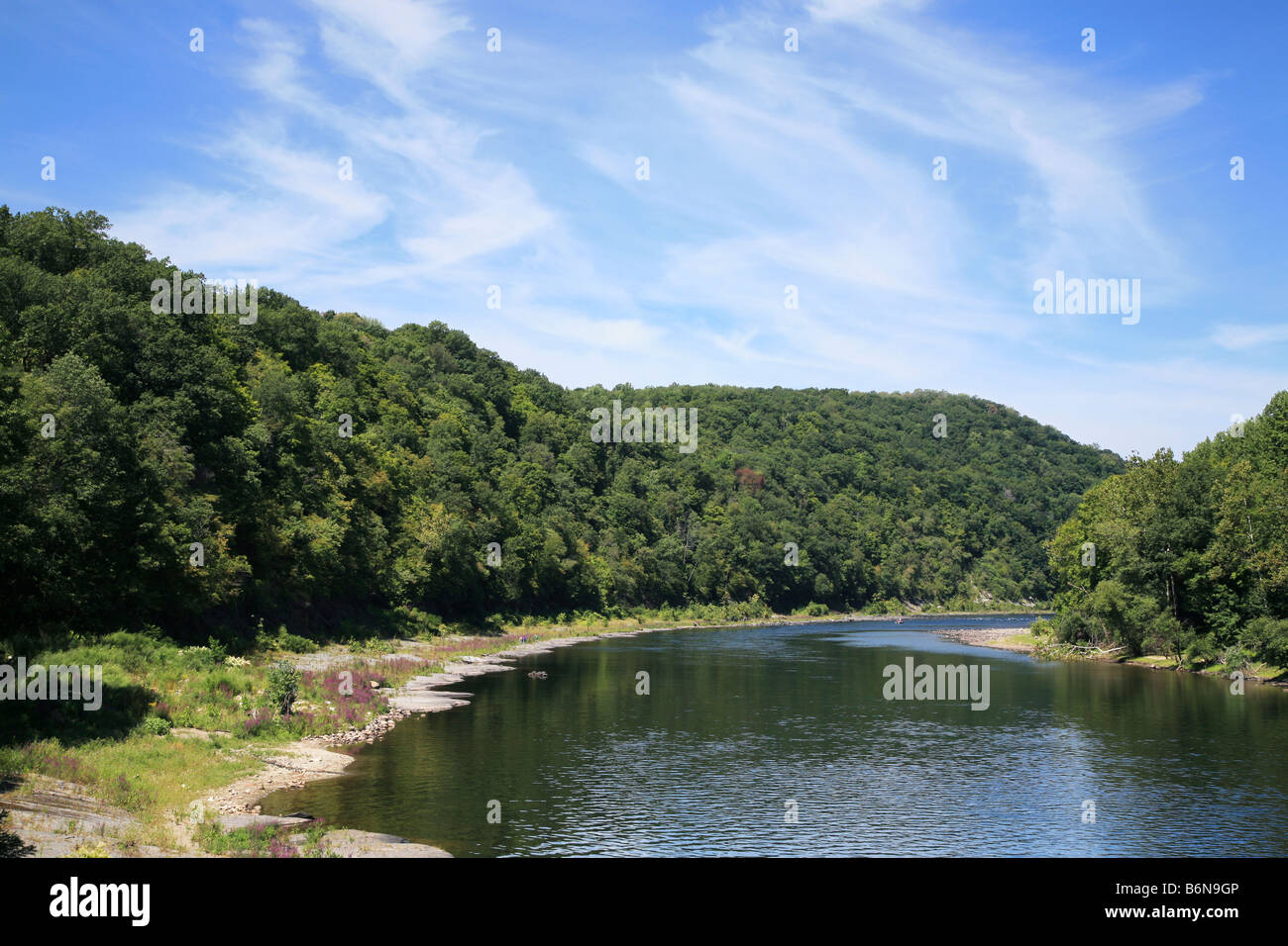 The Delaware River in Northeastern Pennsylvania on a beautiful summer ...