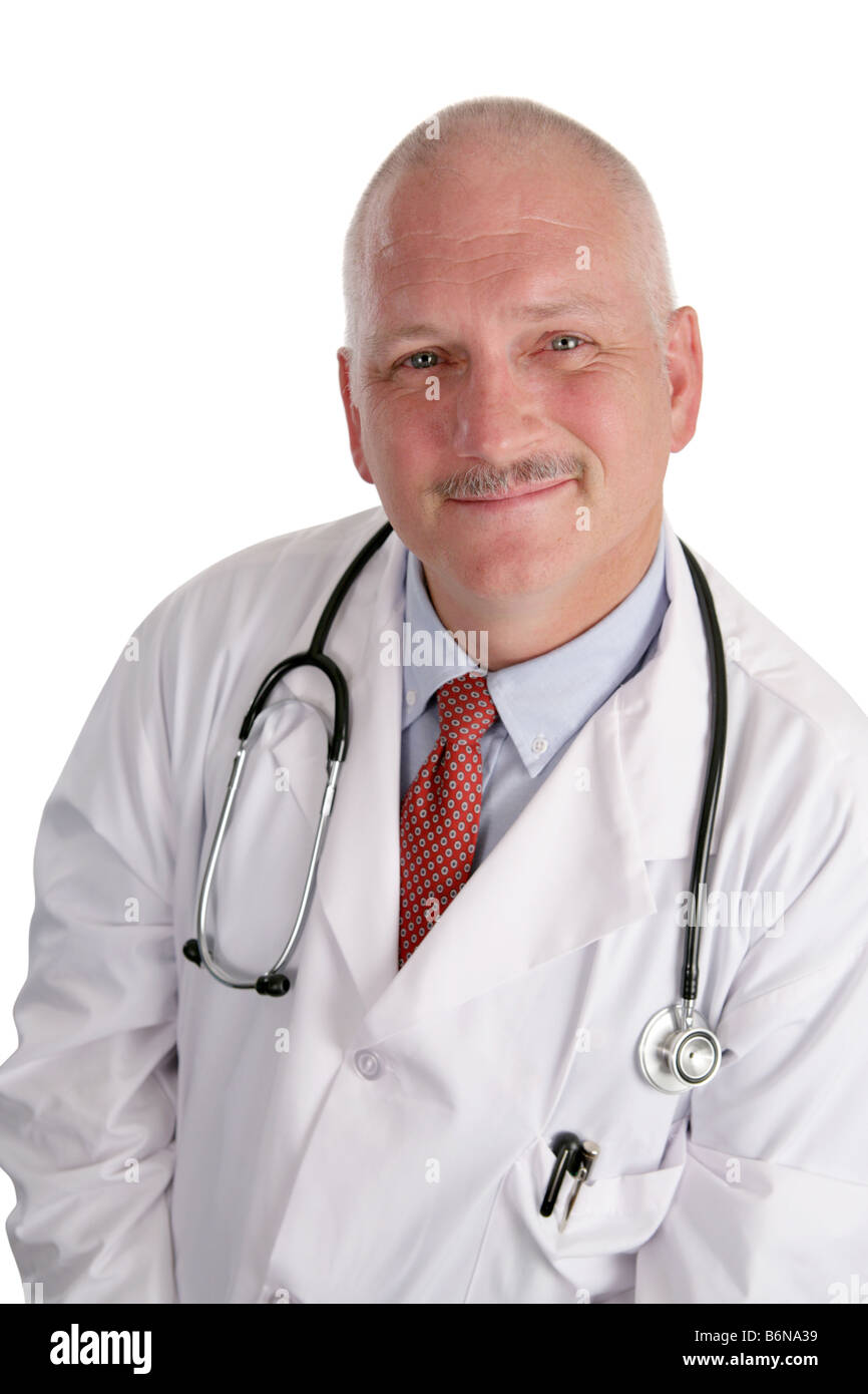 A handsome trustworthy doctor against a white background Stock Photo ...