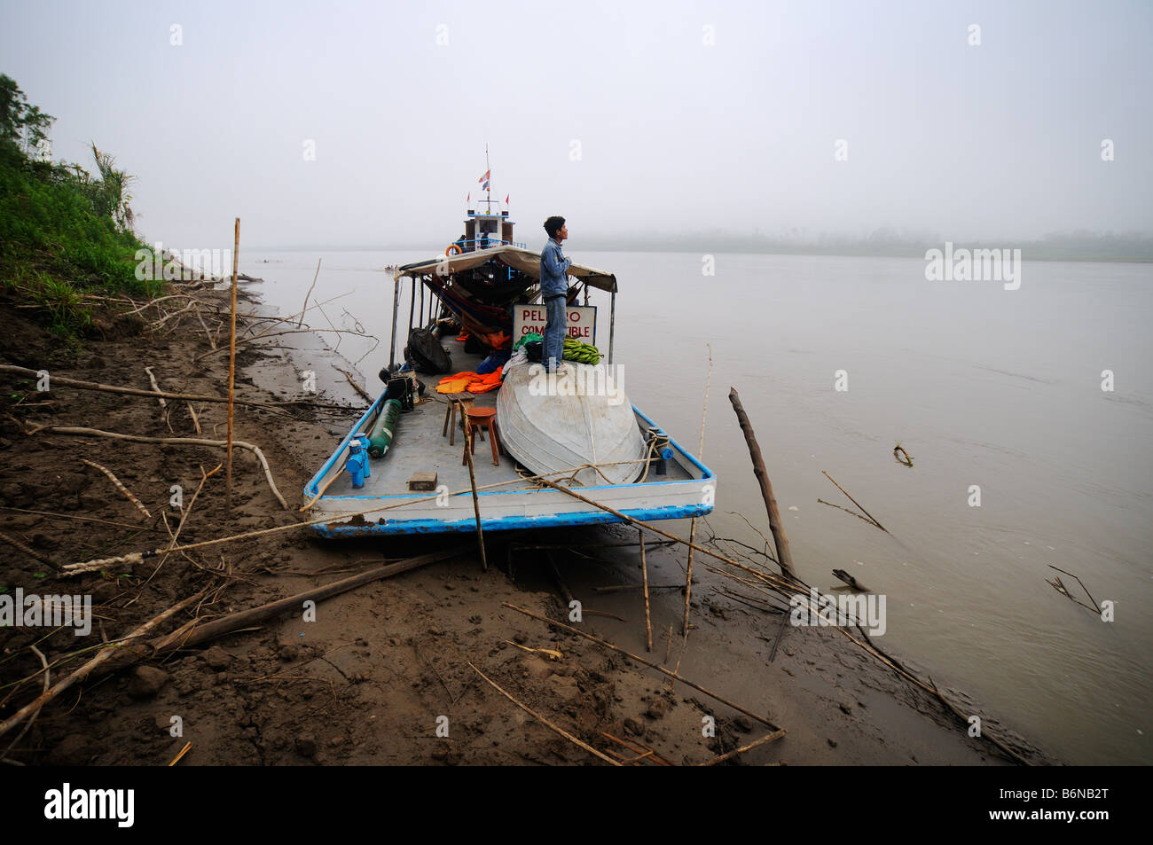 A passenger boat on the Rio Ucayali in Peru's Amazon region Stock Photo ...