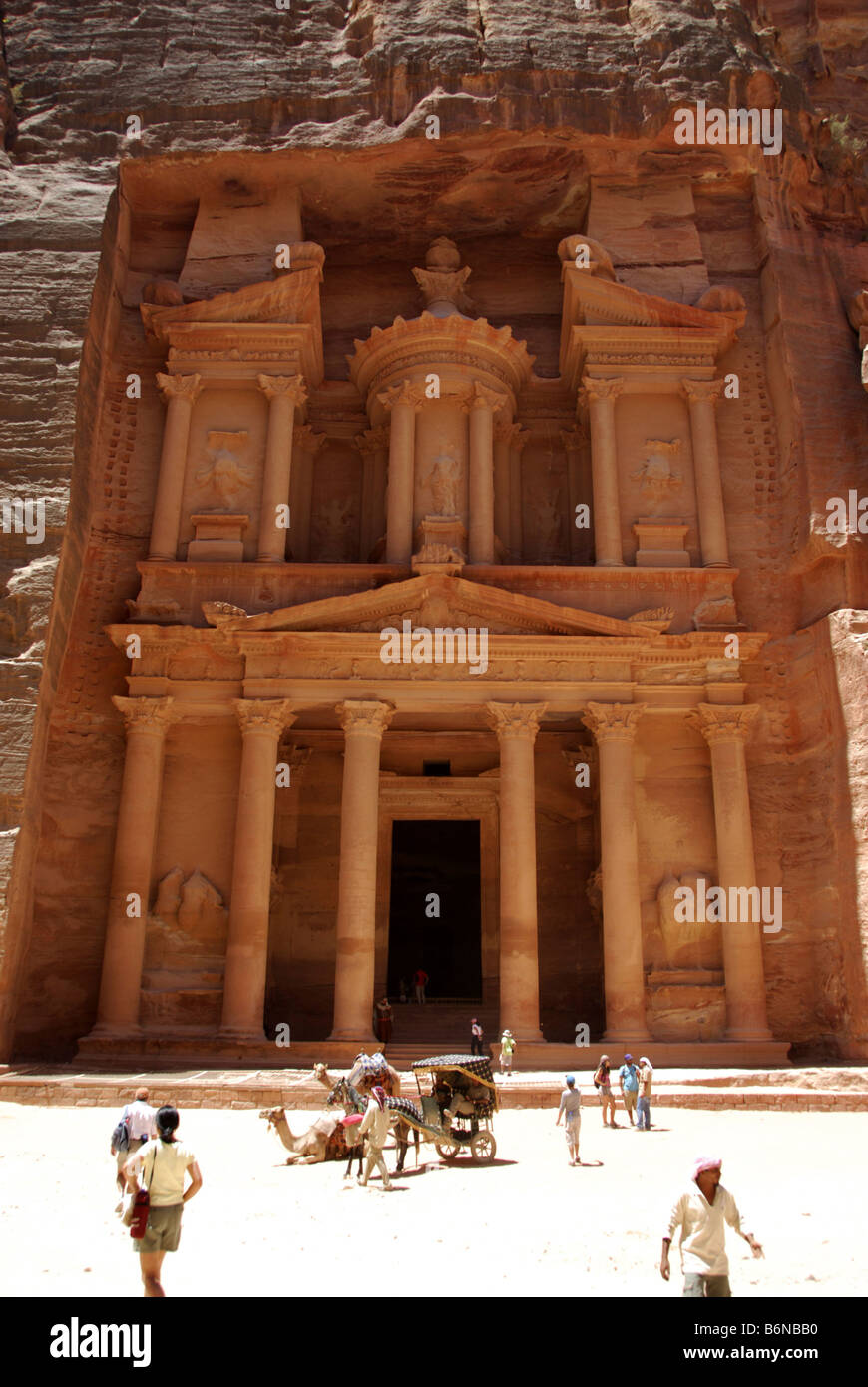 The Treasury carved building in sandstone in Petra, Wadi Musa, Jordan ...