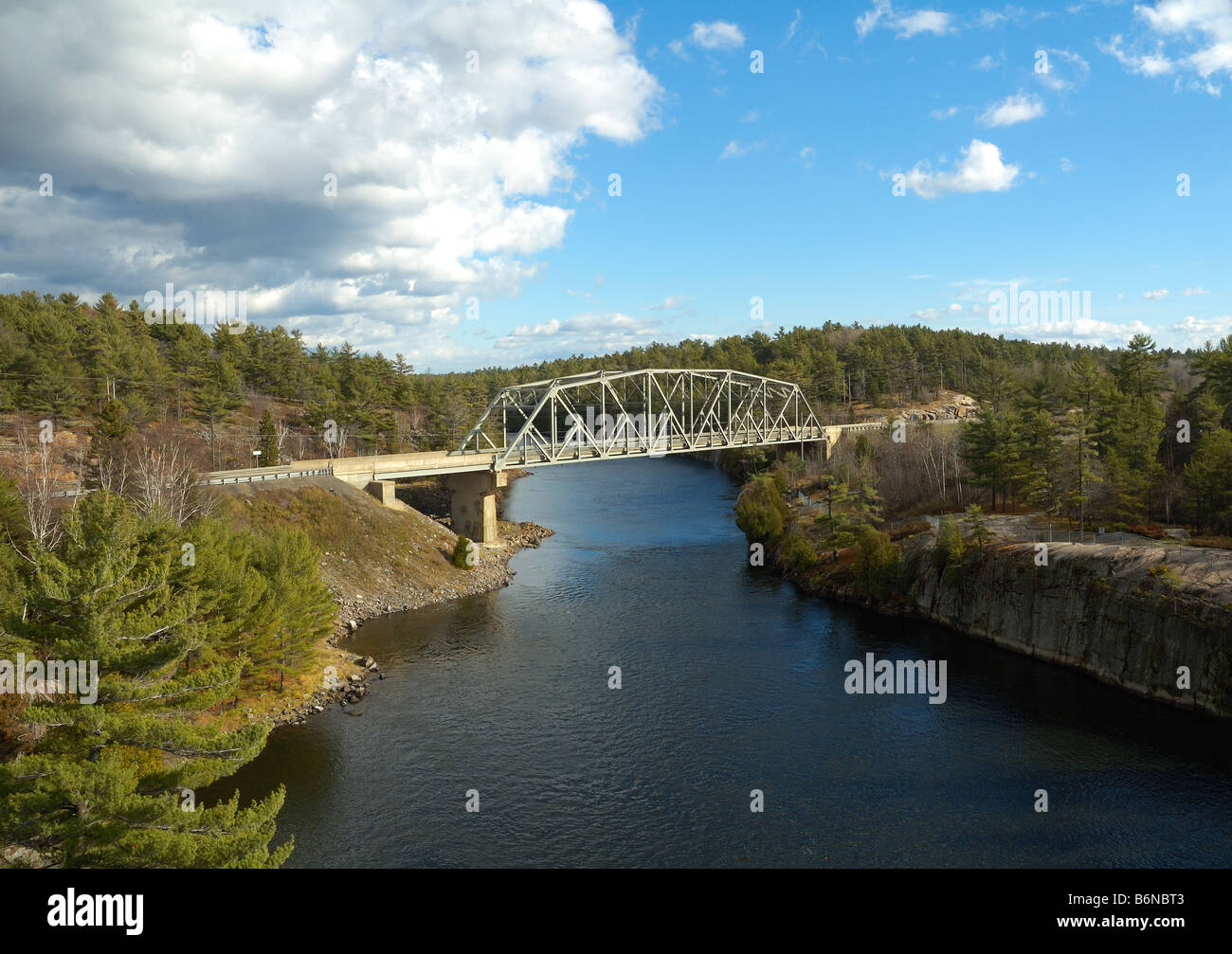 Highway bridge over the famous French River, historic route of the ...