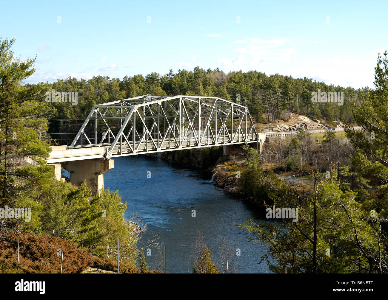 Highway bridge over the famous French River, historic route of the ...