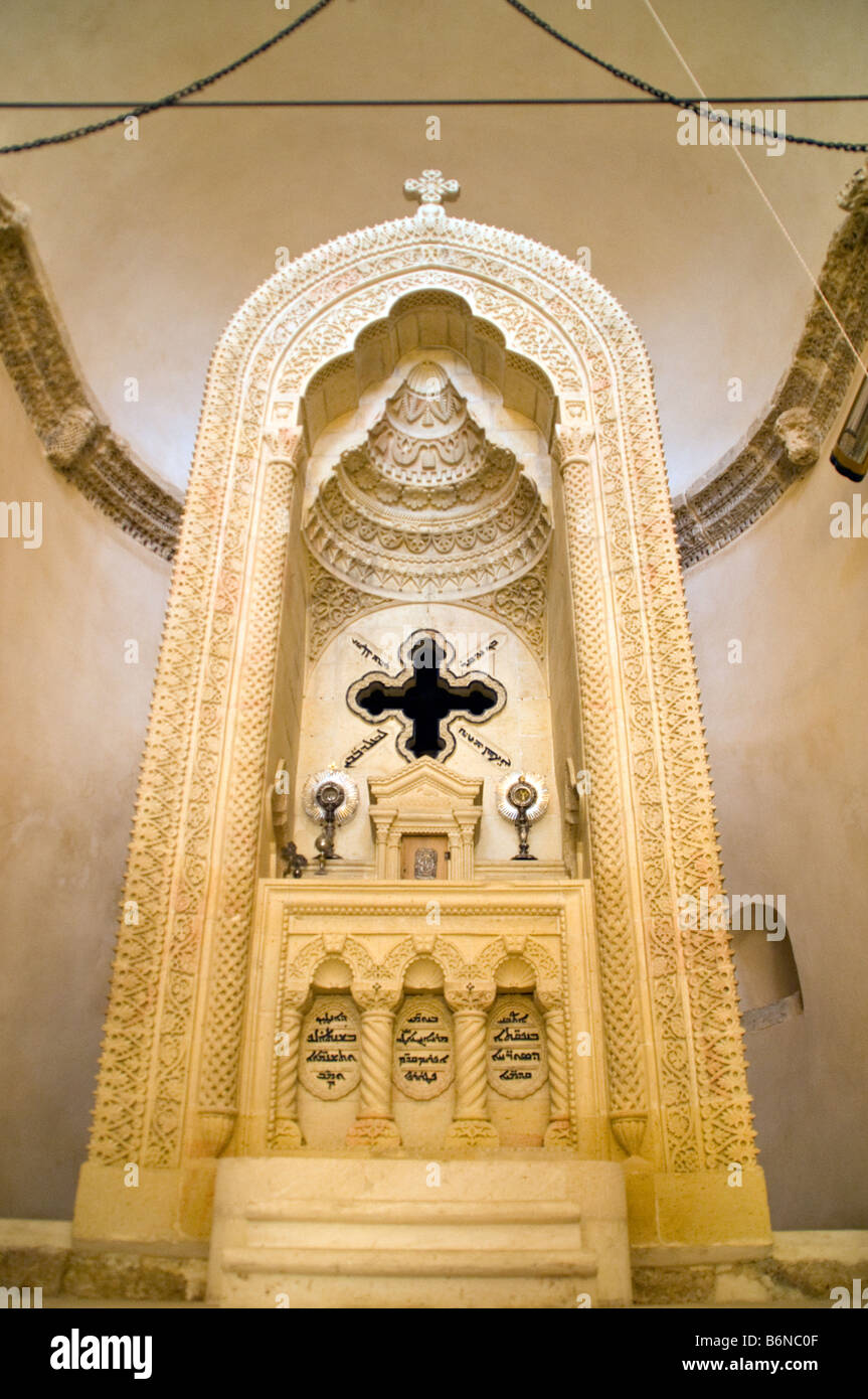 Altar at Deyrulzefaran Syrian Orthodox Christian Monastery near Mardin ...