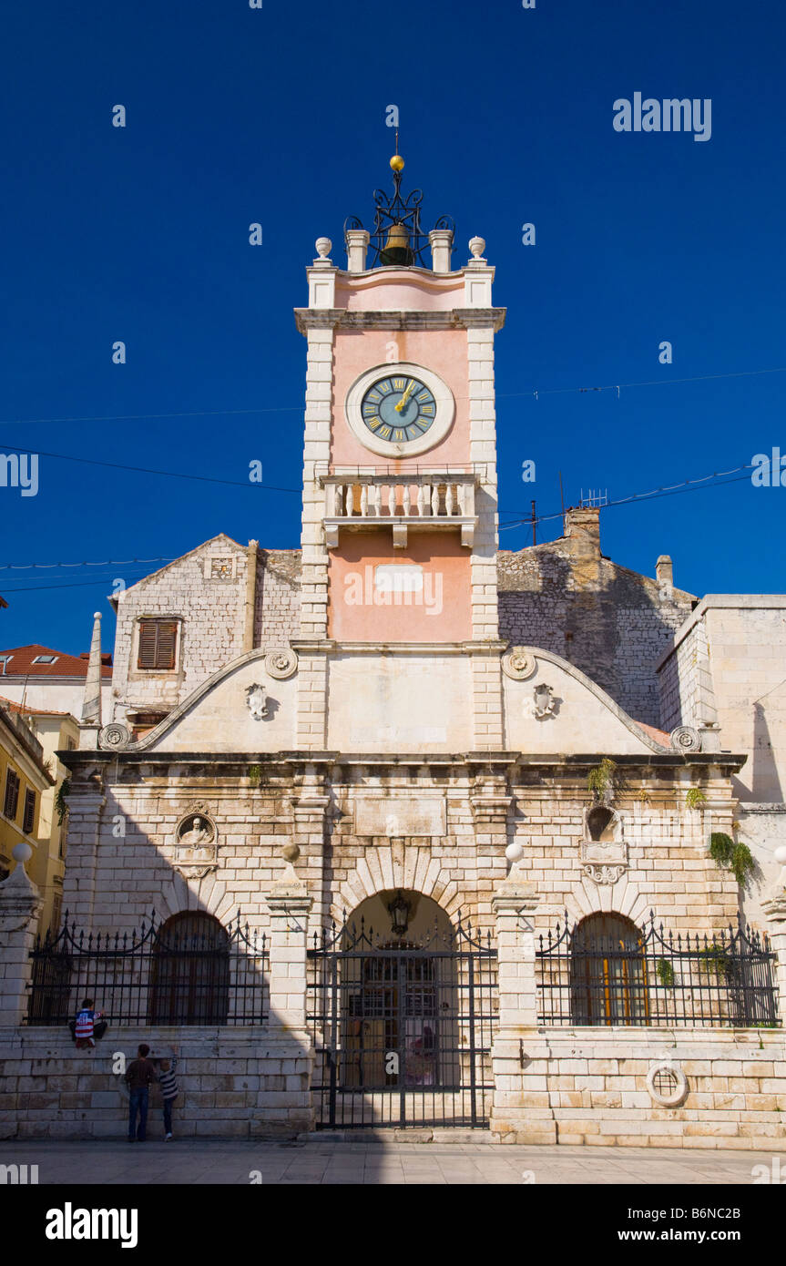 The city Watch Tower and clock tower in Zadar Croatia Stock Photo - Alamy