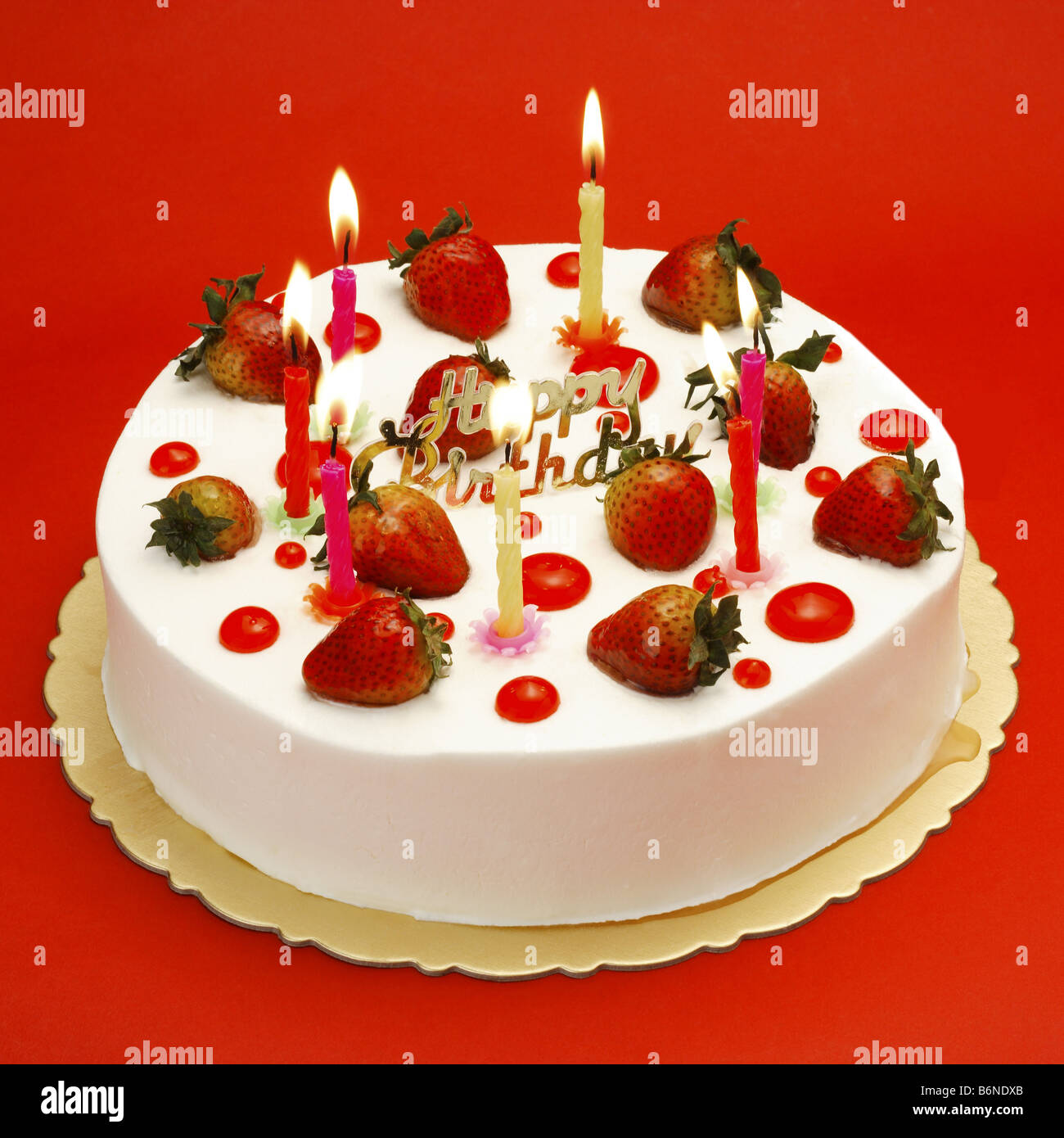 Birthday cake close up Stock Photo - Alamy