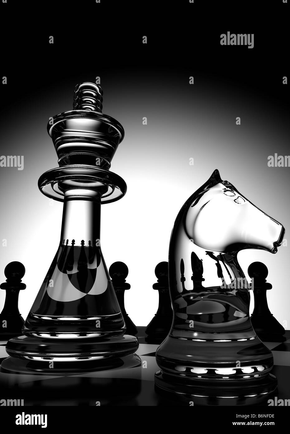Glass chess pieces against colourful background Stock Photo - Alamy