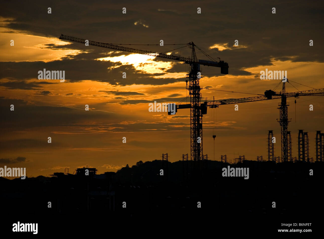 A construction site during sunset Stock Photo - Alamy