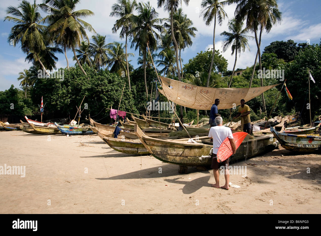 Ghana, west coast. Fete village, fishermen, Fred dOrey (BRA Stock Photo ...