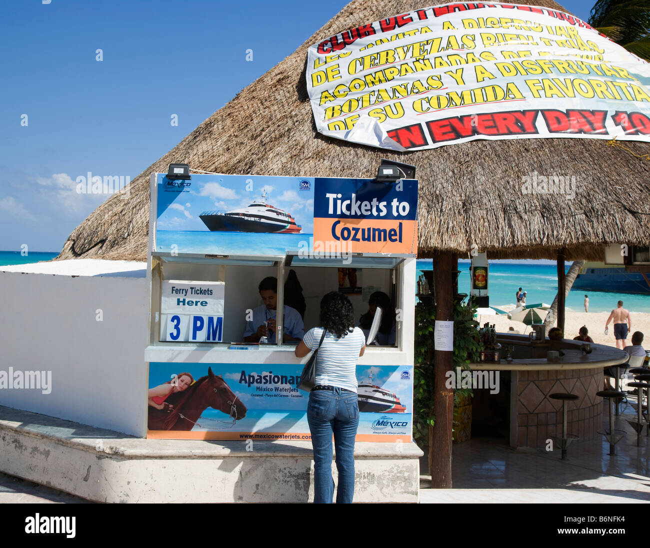Cozumel ferry ticket booth Playa del Carmen Yucatan Mexico Stock Photo ...
