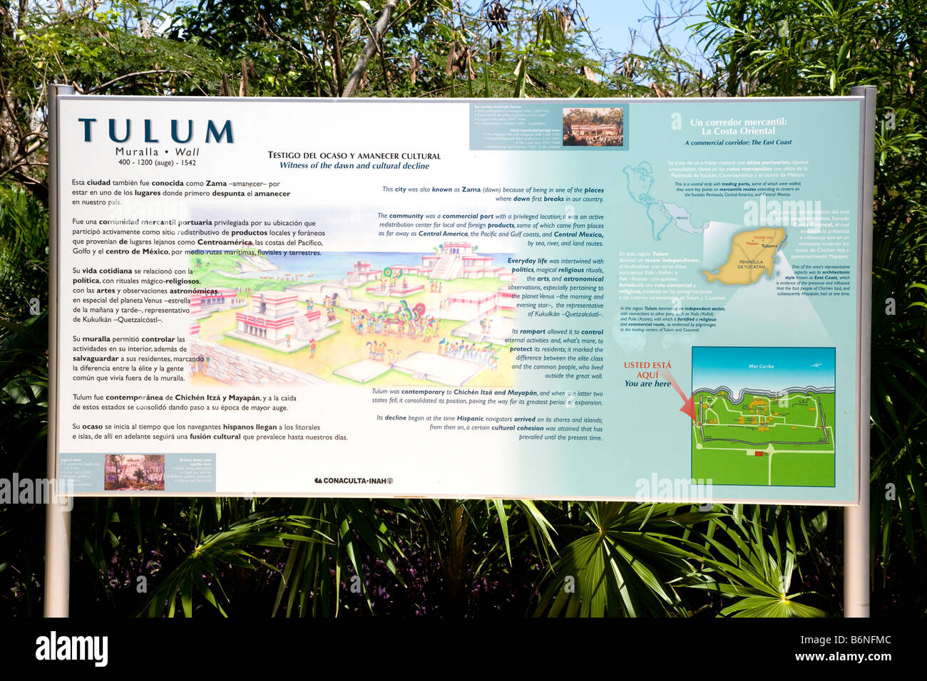 Map of the ruins at Tulum Yucatan Mexico Stock Photo - Alamy