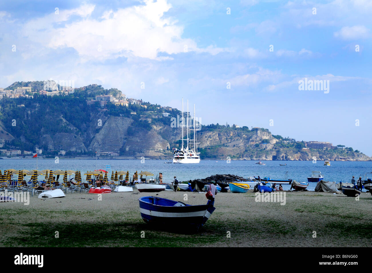 The Beach at Giardini Naxos near Taormina in Sicily Italy Stock Photo ...