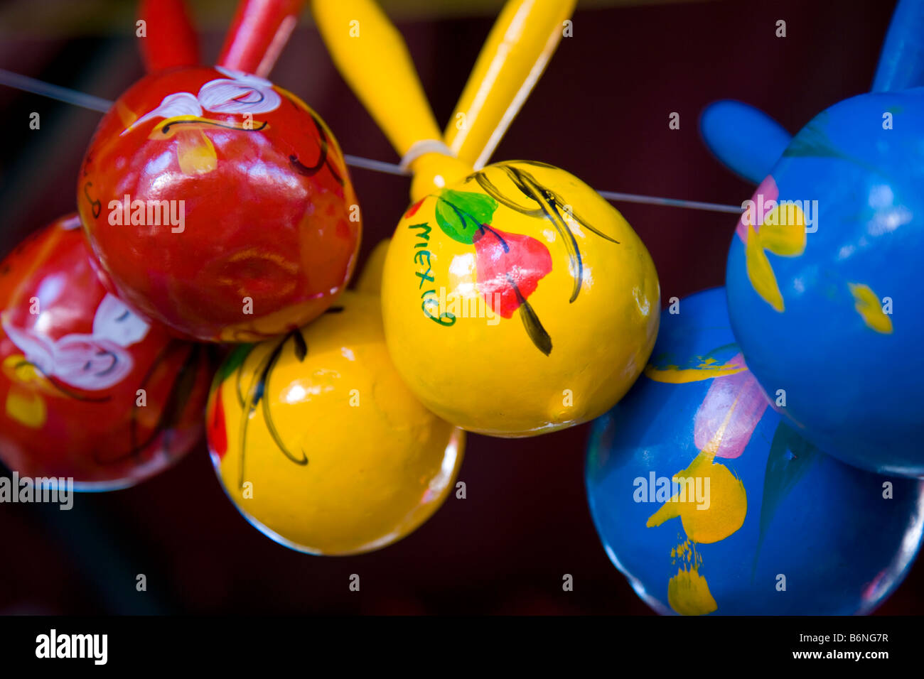 Yellow blue and red Maracas Merida Yucatan Mexico Stock Photo - Alamy