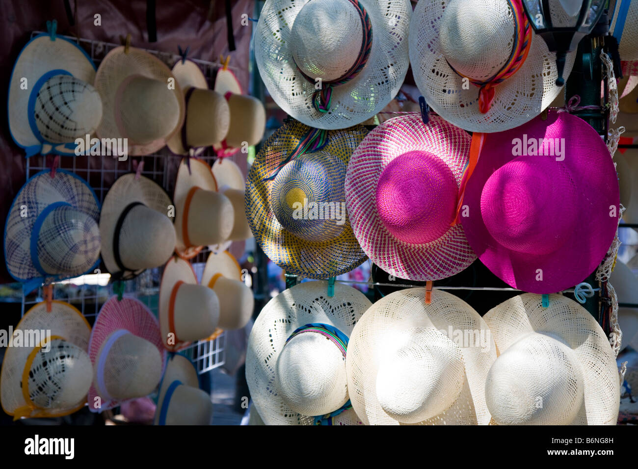 Hat stall in the market Plaza del Independencia Merida Mexico Yucatan ...