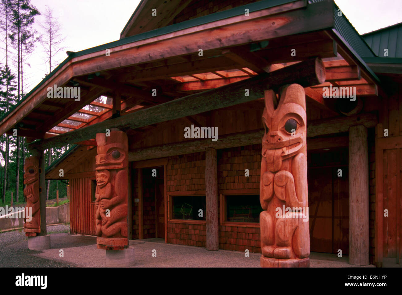 Welcome Totem Poles at the Front Entrance to the Community Hall on ...