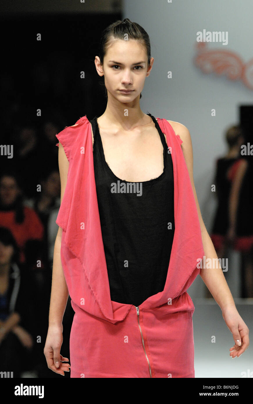 Female model wearing garments by Therese Rawsthorne at Melbourne Spring ...