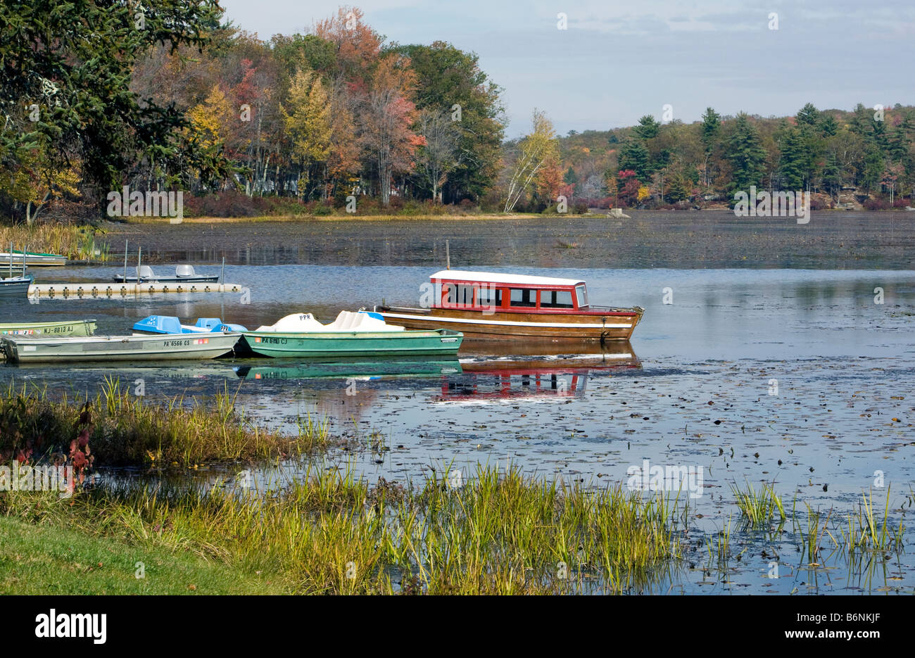 A resort lake in the Pocono Mountains of northeastern Pennsylvania USA ...