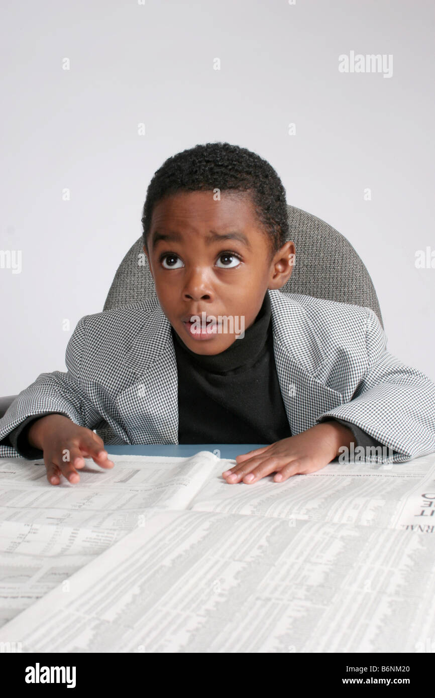 Young African American business boy looking up Stock Photo - Alamy