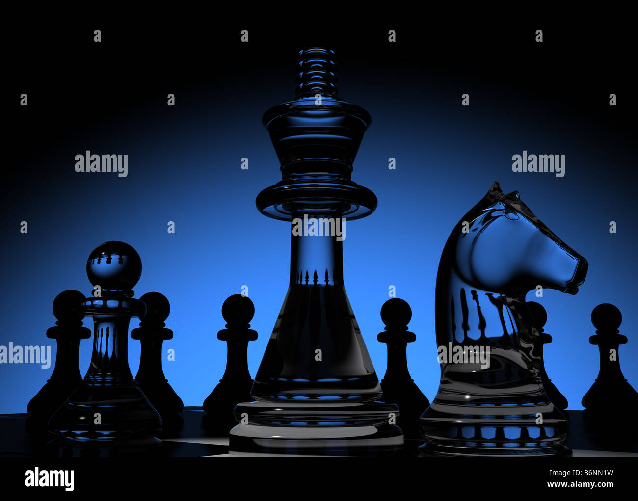 Glass chess pieces against colourful background Stock Photo - Alamy