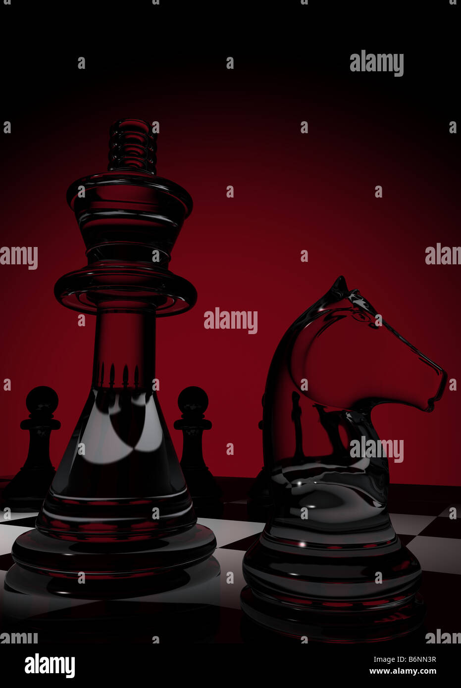 Glass chess pieces against colourful background Stock Photo - Alamy