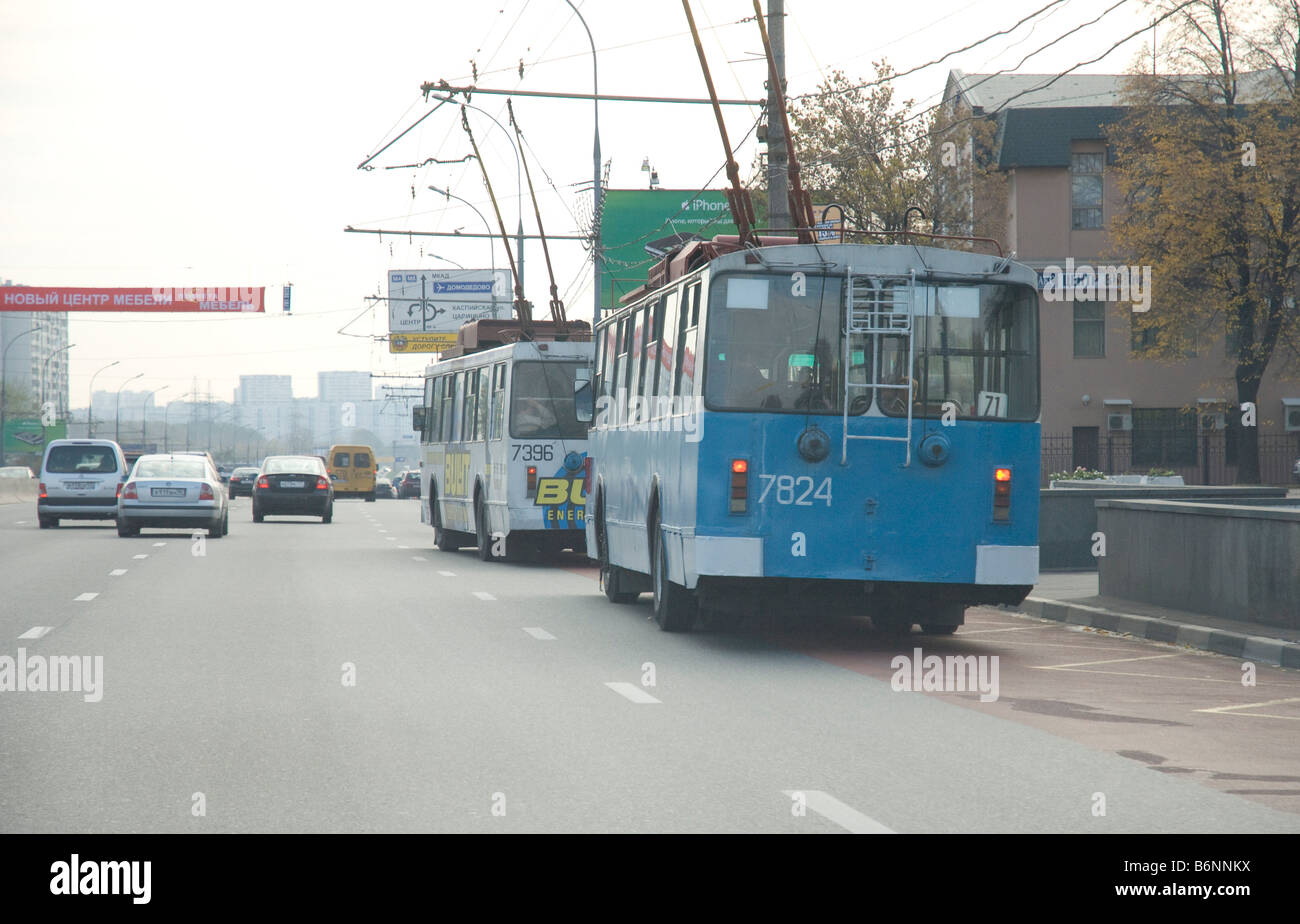 electric buses in moscow russia Stock Photo - Alamy