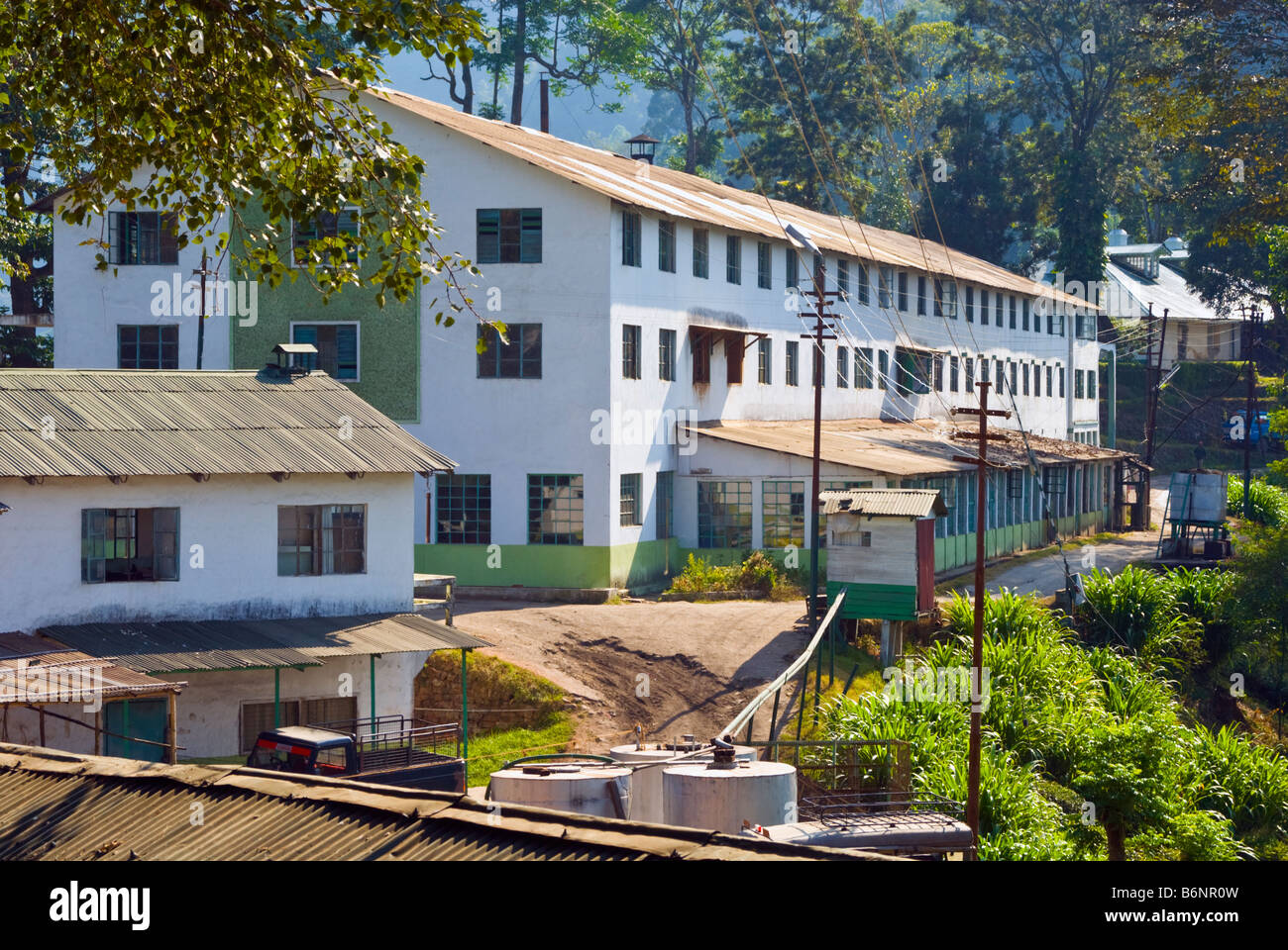 The tea factory building at Glenburn Tea Estate, Darjeeling, India ...