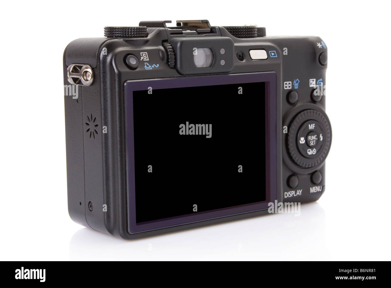 back of a black digital compact camera Stock Photo - Alamy