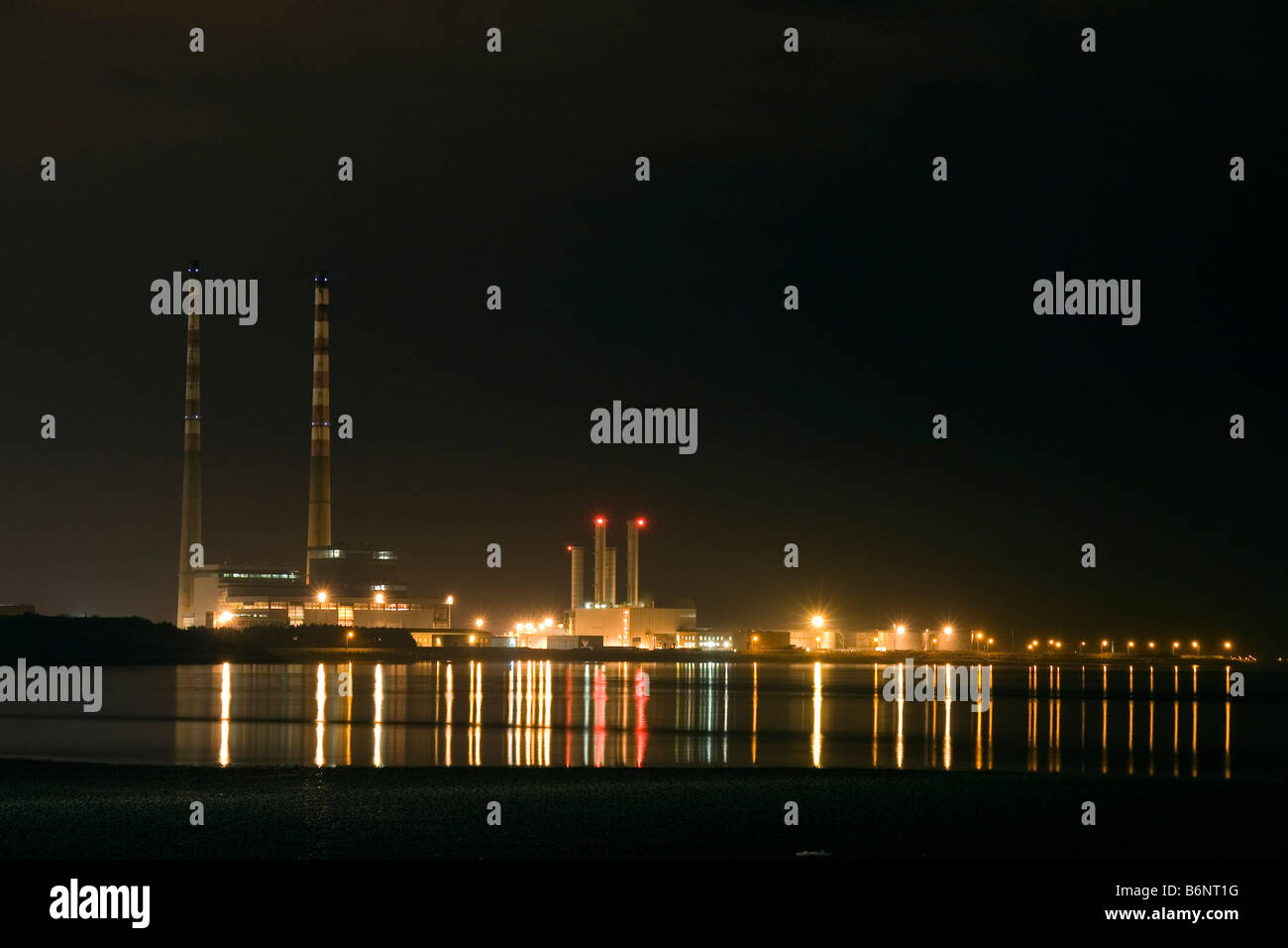 Poolbeg Generating Station at Night Stock Photo - Alamy