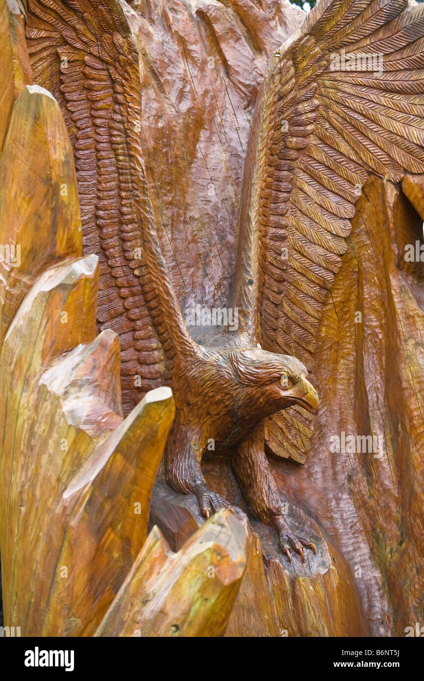 Log carvings Grouse Mountain BC Canada Stock Photo - Alamy