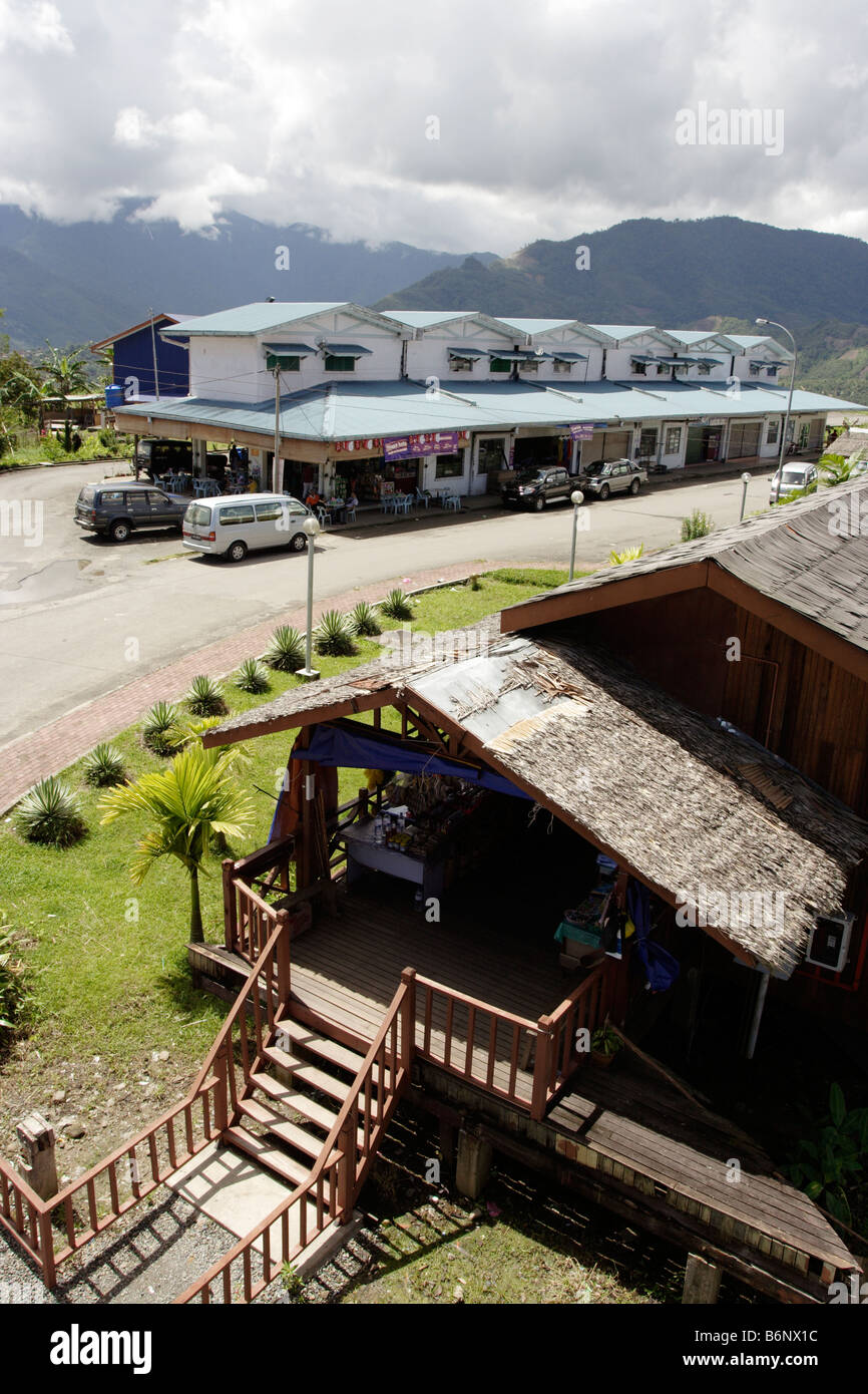 Traditional and modern buildings on Mount Kinabalu in Sabah Malaysia ...