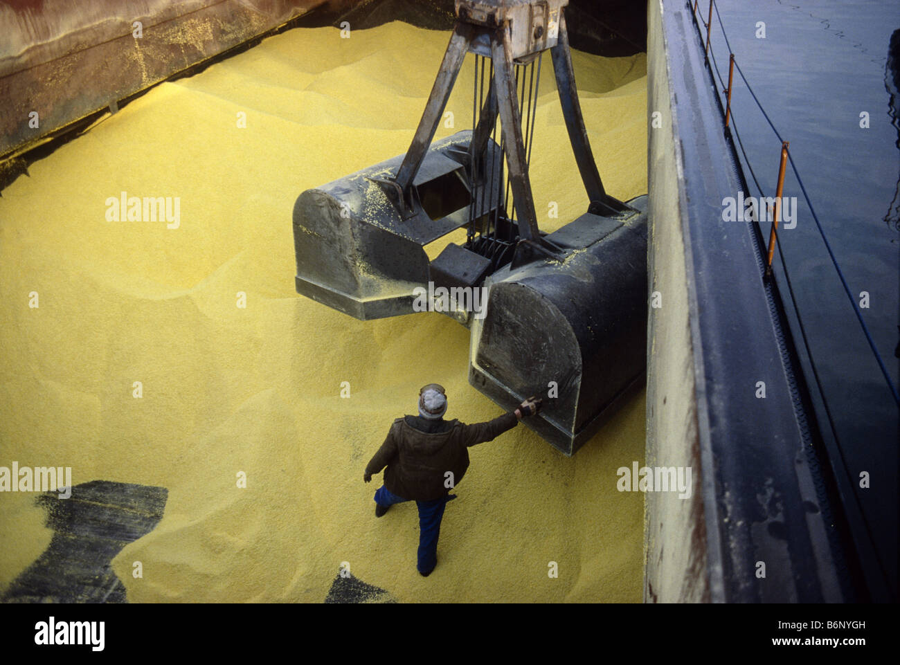 Discharging Sulfur Granulate in the Port of Nuremberg, Germany Stock ...