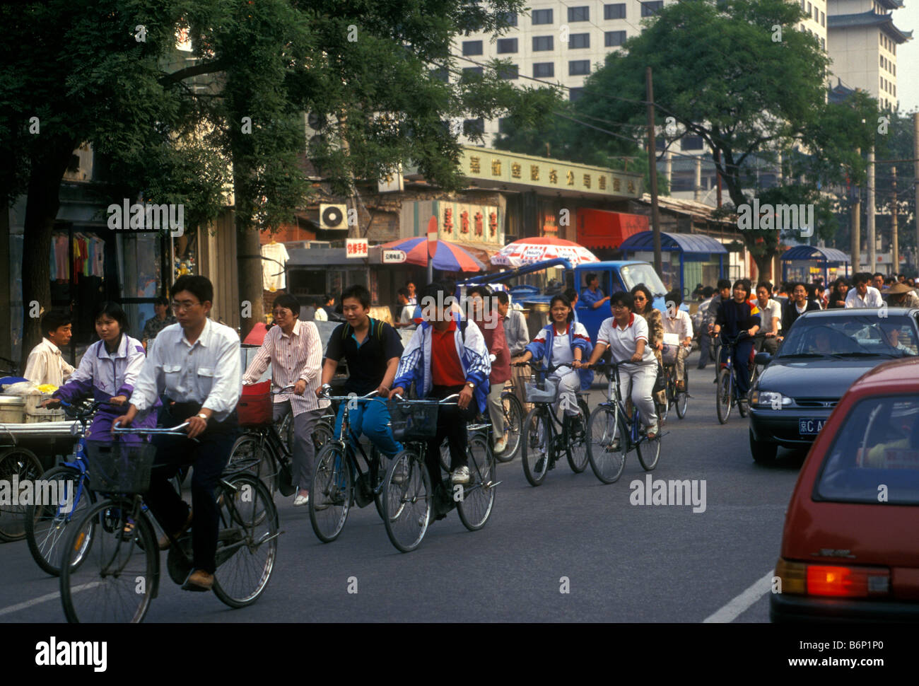 Chinese people, bicyclists, bicycle traffic, capital city of Beijing ...