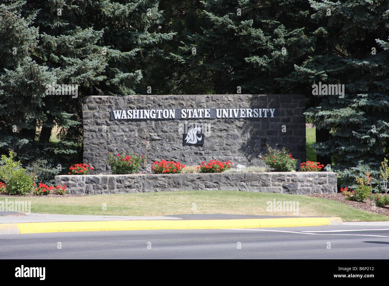 The sign at the main entrance to the Washington State University campus ...