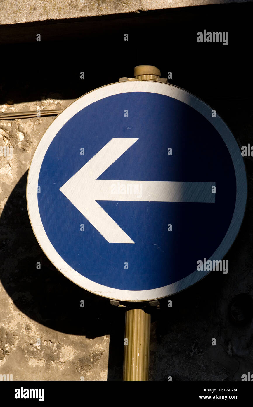 Traffic sign with arrow, Provins, France Stock Photo - Alamy