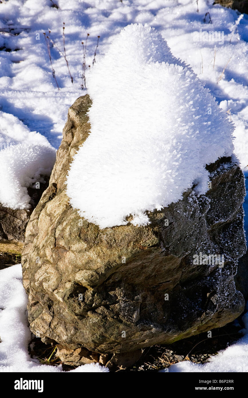Close up image of ice crystals forming in bunches and groups Stock ...