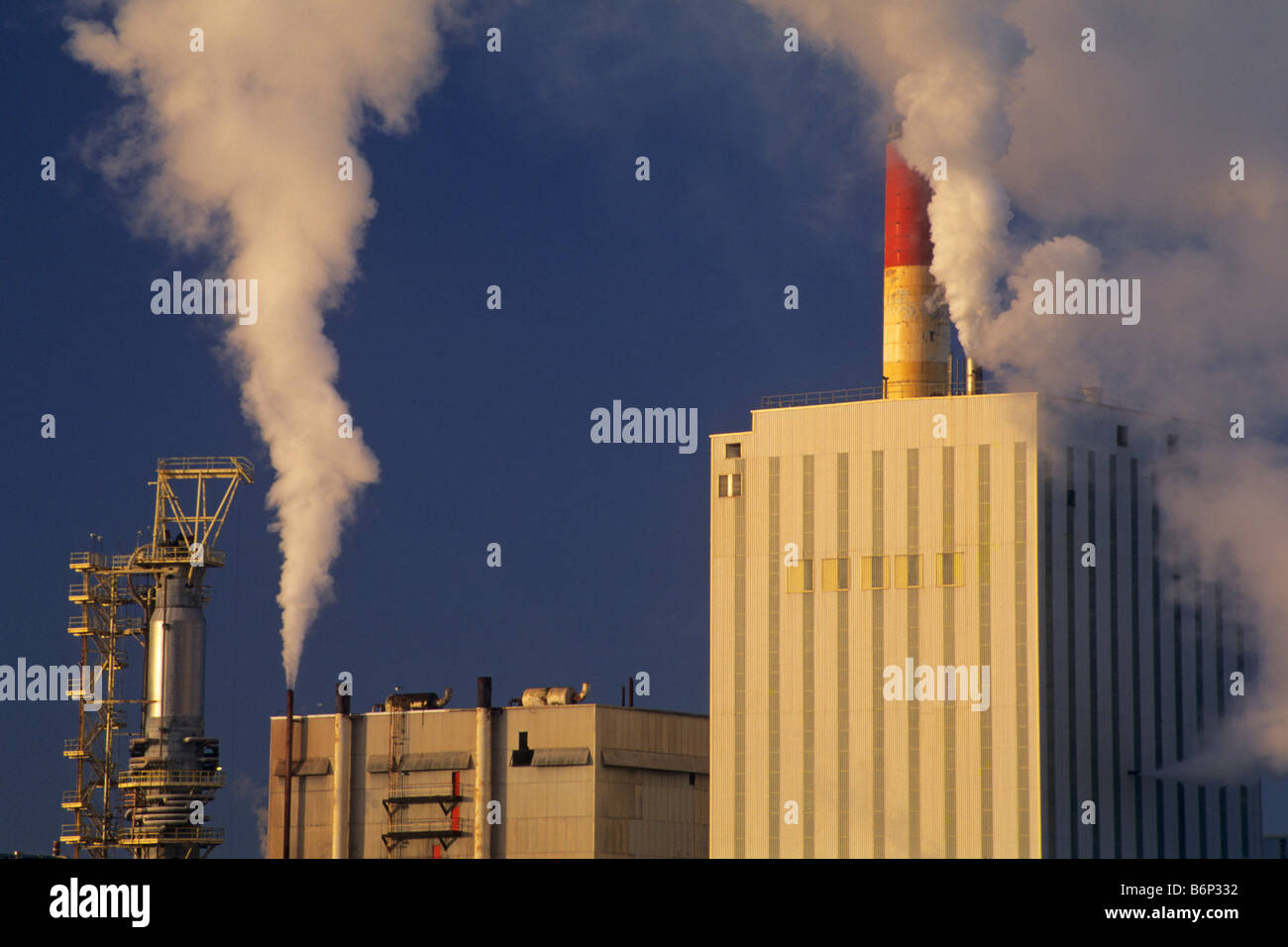 Pulp Mill and steam clouds at sunrise near Manila Samoa Peninsula ...