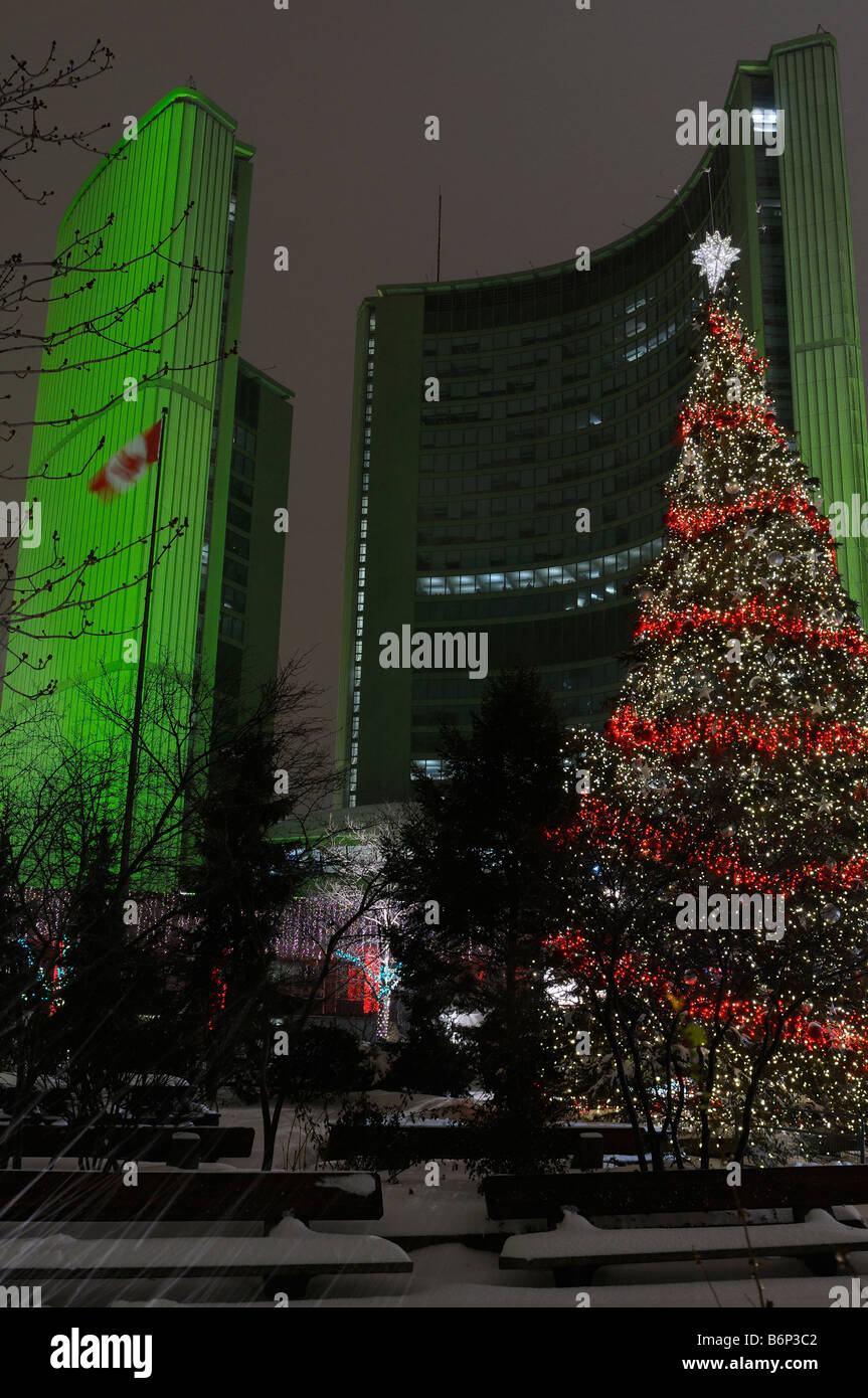 Toronto City Hall Cavalcade of Lights Christmas tree at Nathan Phillips ...