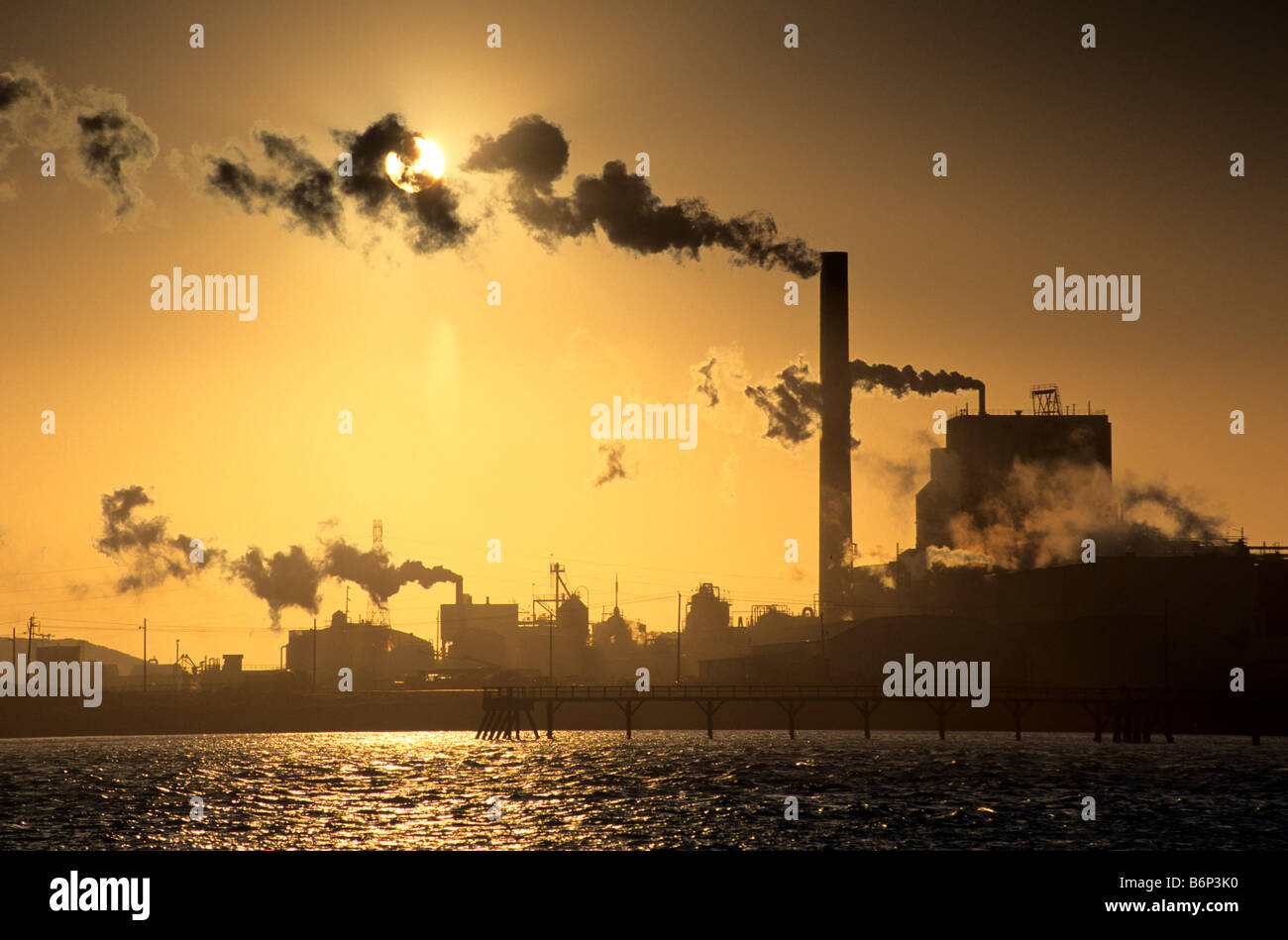 Pulp Mill at Sunset Humboldt Bay near Eureka Samoa Humboldt County ...