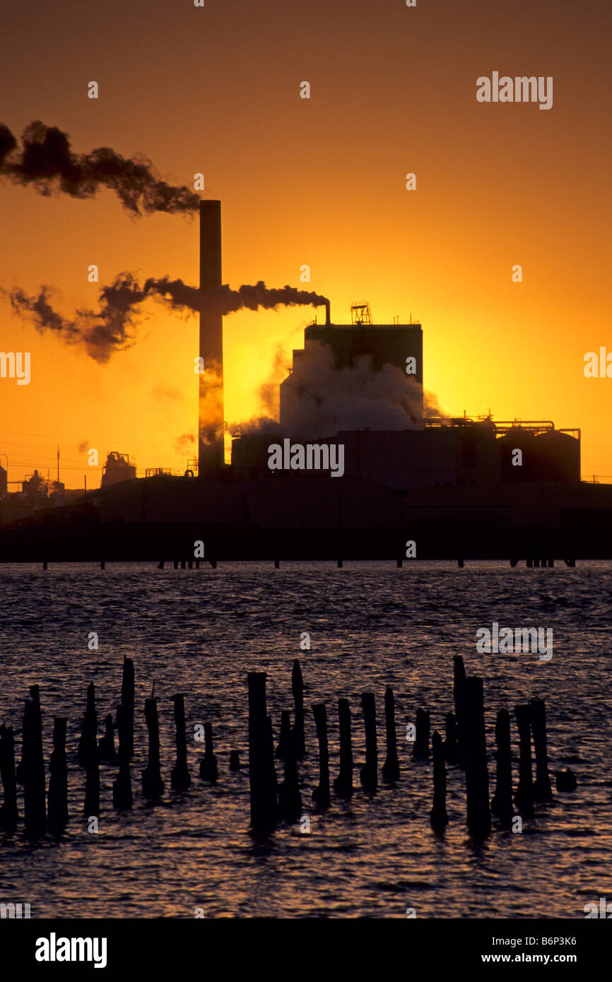 Pulp Mill at Sunset Humboldt Bay near Eureka Samoa Humboldt County ...