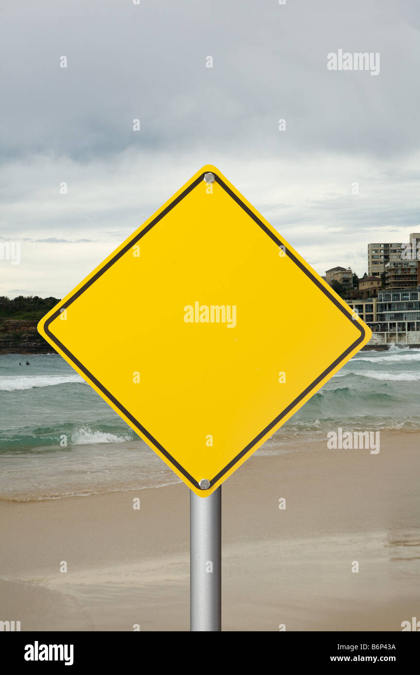 blank yellow warning traffic sign Stock Photo - Alamy