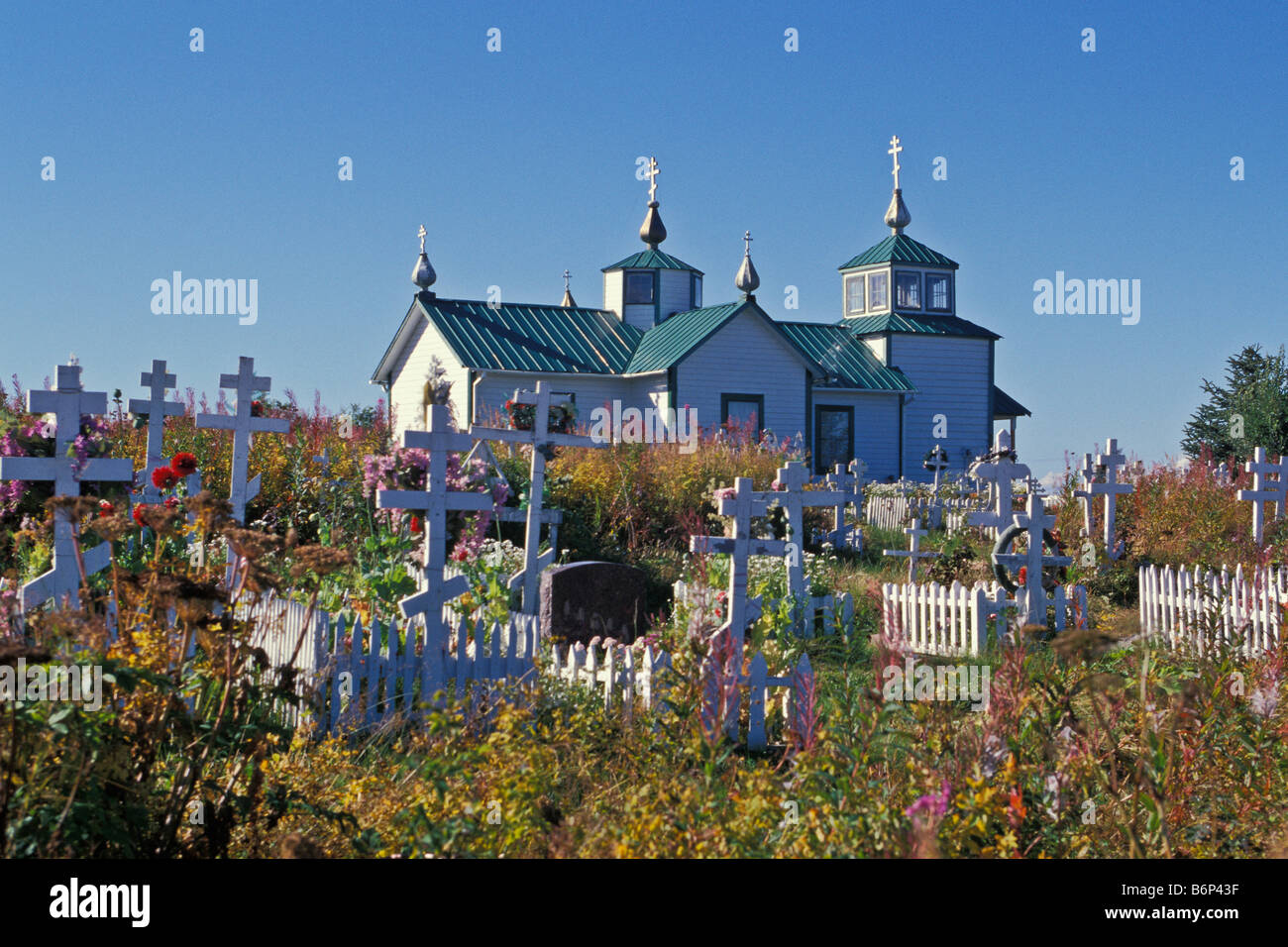 Russian Orthodox cemetery and Church Ninilchik Alaska Stock Photo - Alamy