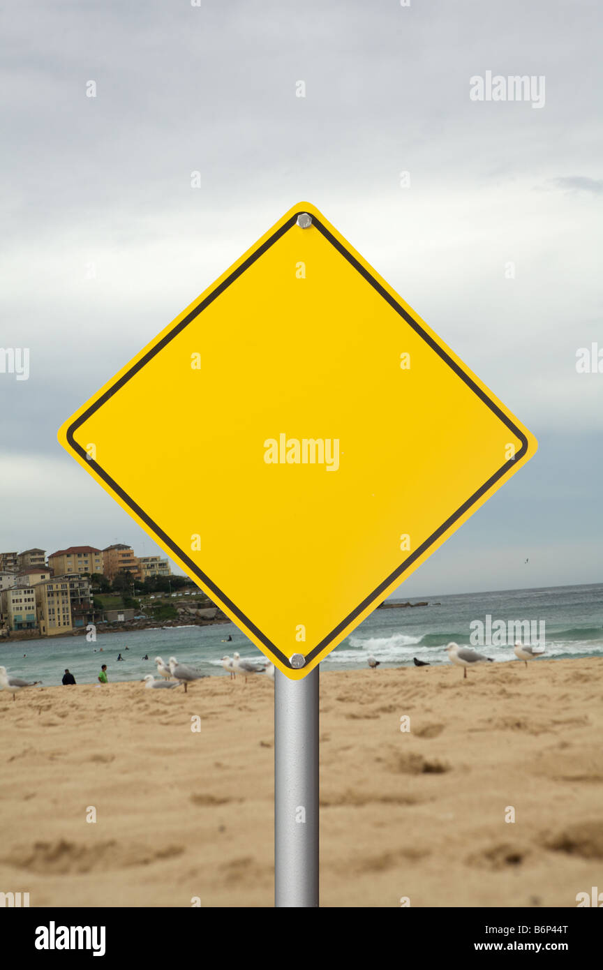 Blank yellow warning traffic sign hi-res stock photography and images ...