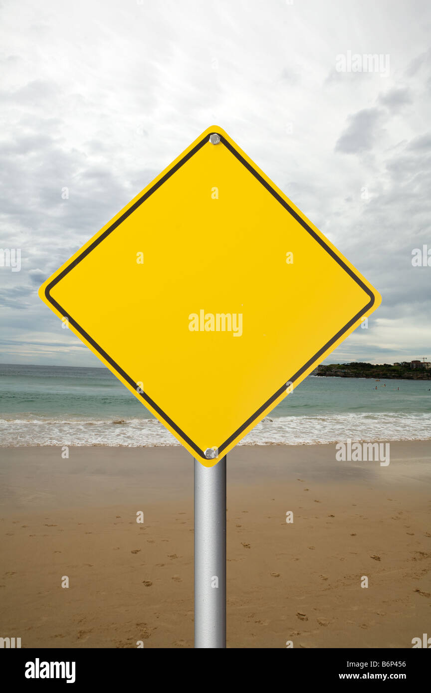 blank yellow warning traffic sign Stock Photo - Alamy