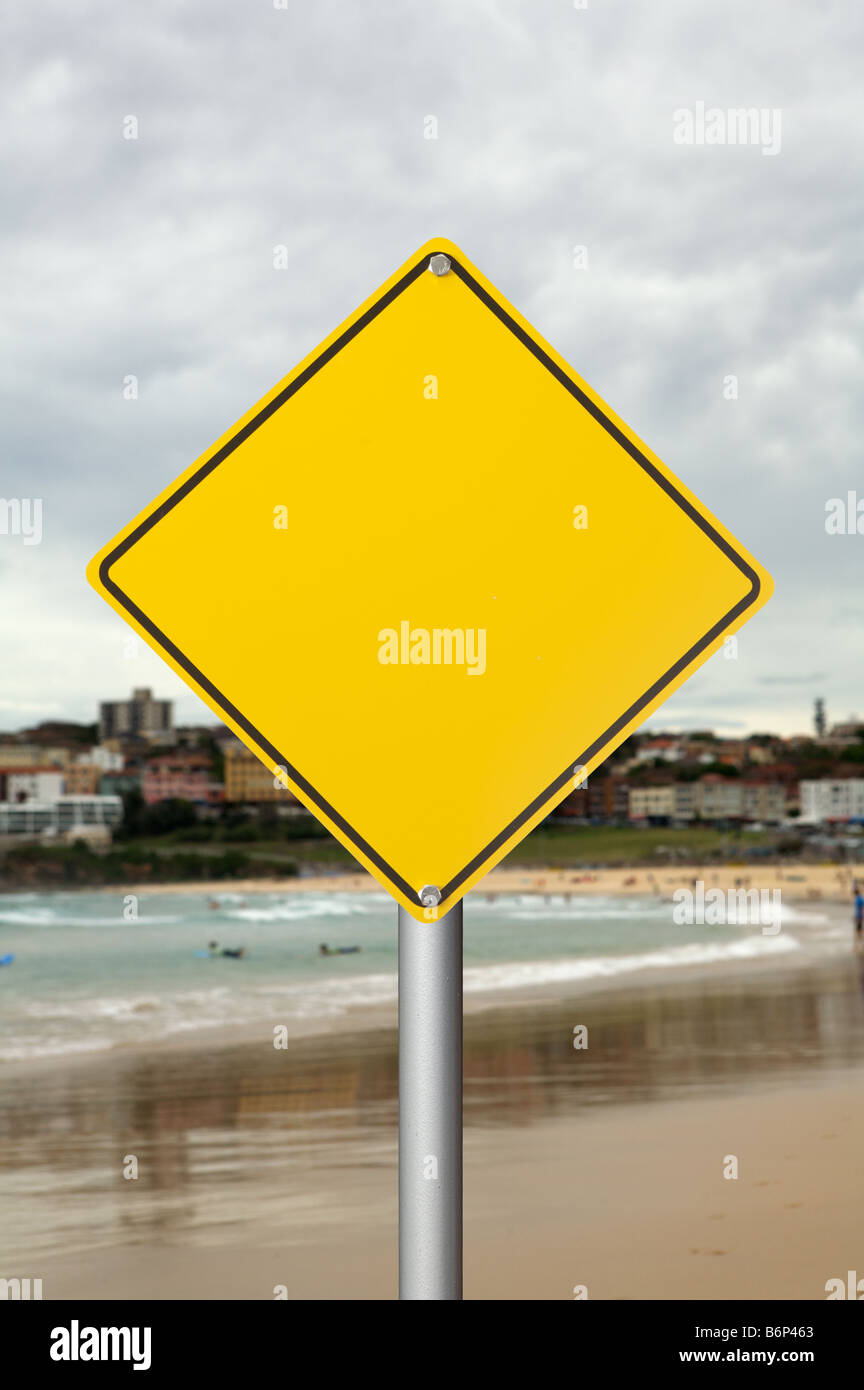 blank yellow warning traffic sign Stock Photo - Alamy
